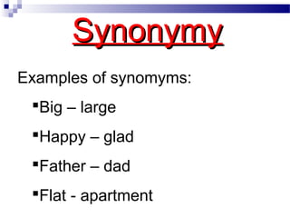 Ngữ nghĩa synonymy and lexical variants | PPT