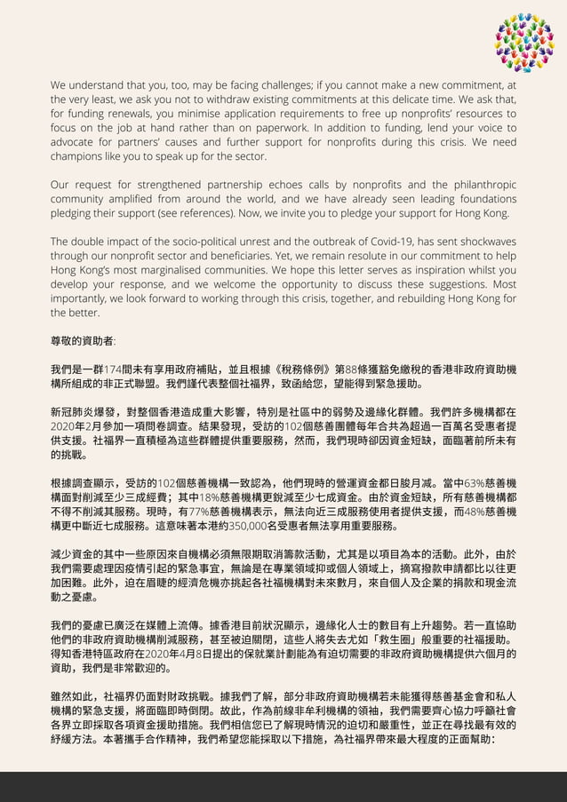 NGO Letters to Funders, 2020 HONG KONG | PDF | Government Support and ...