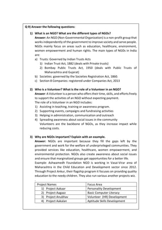 NGO basics: Chapter No.1 Project Anubhav | PDF