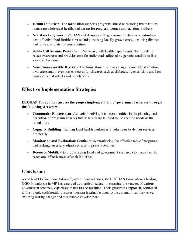 NGO for Implementation of Government Schemes: EROHAN Foundation.pdf