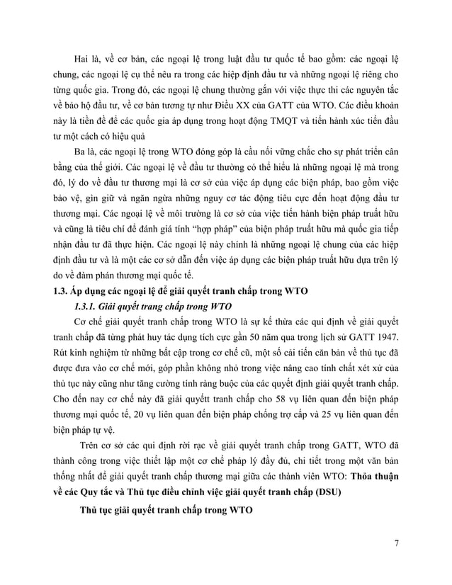 Ngoại Lệ Chung Trong Hiệp Định Gatt 1994 Qua Các Vụ Việc Giải Quyết Tranh Chấp | DOCX