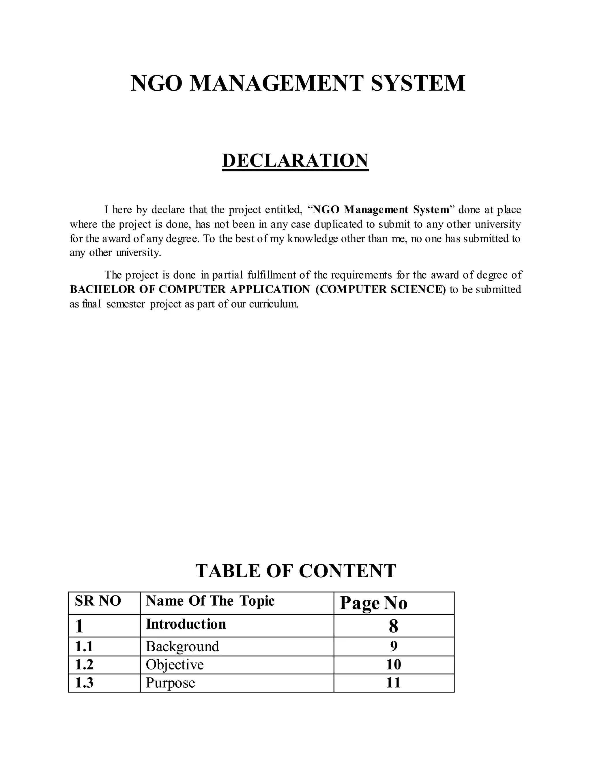 Ngo management system. | DOCX