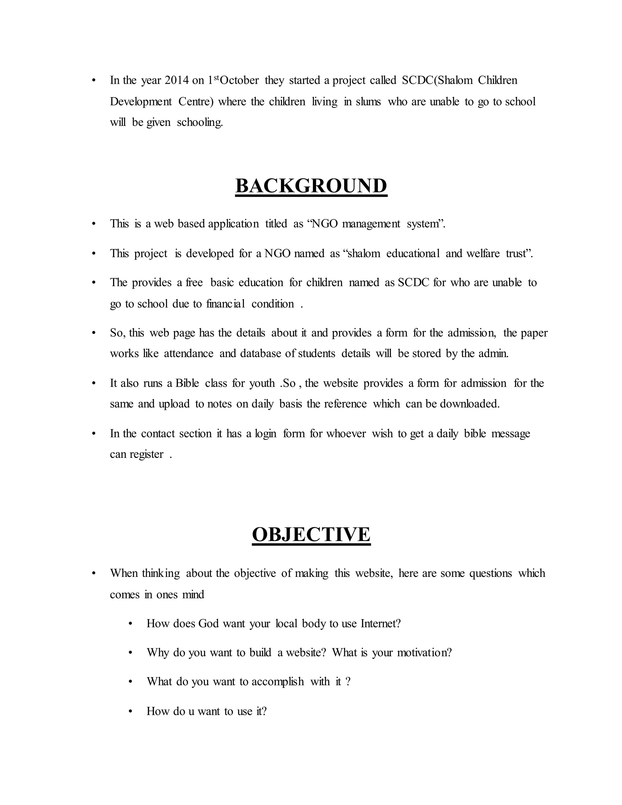 Ngo management system. | DOCX