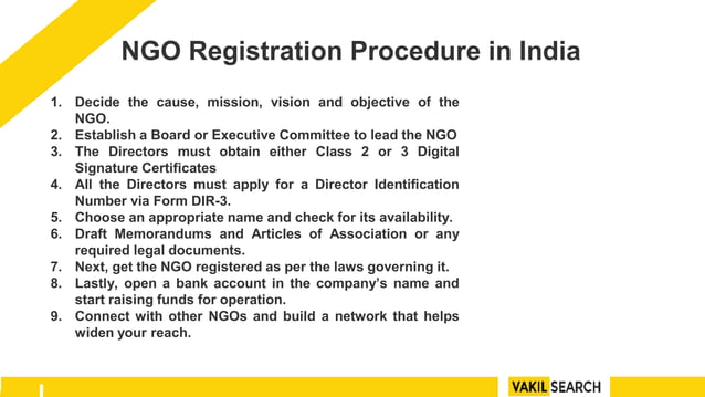 NGO Registration Process | PPTX