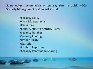 NGOs Field Security Management Approach & Systems | PPTX