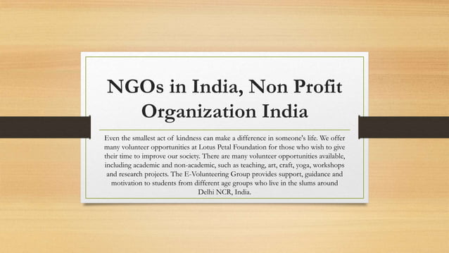 NGOs in India, Non Profit Organization India.pptx | Non-Profit ...