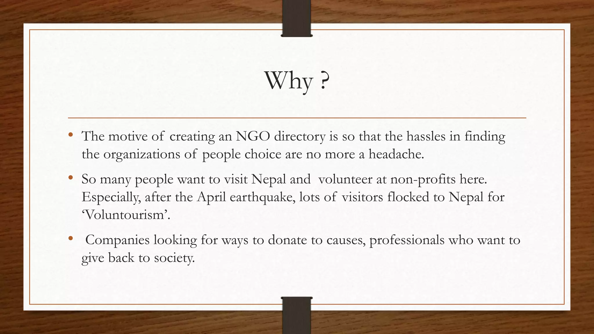 NGOs In Nepal | NGOs Directory | PPTX