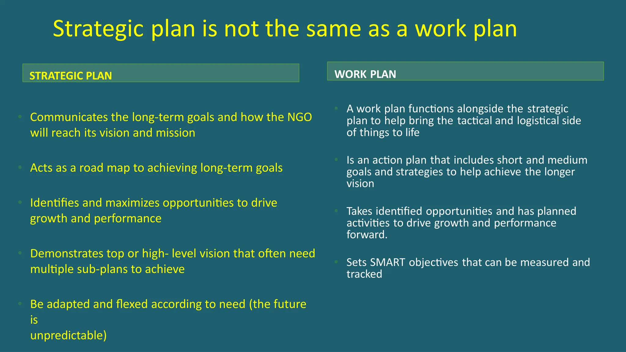 NGO strategic planning learning materials | PPTX