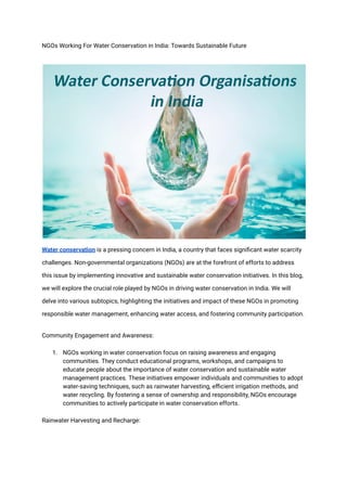 NGOs Working For Water Conservation in India_ Towards Sustainable ...