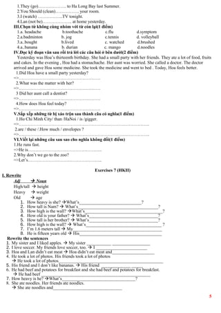 Ngữ pháp ôn thi hkii tiếng anh lớp 7 (có bài tập) | PDF