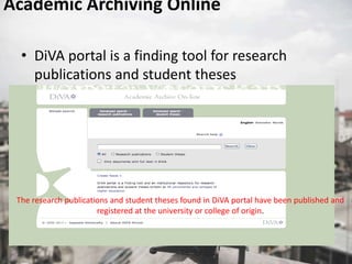 Ngren academic archiving: online a case study of sunet | PPT