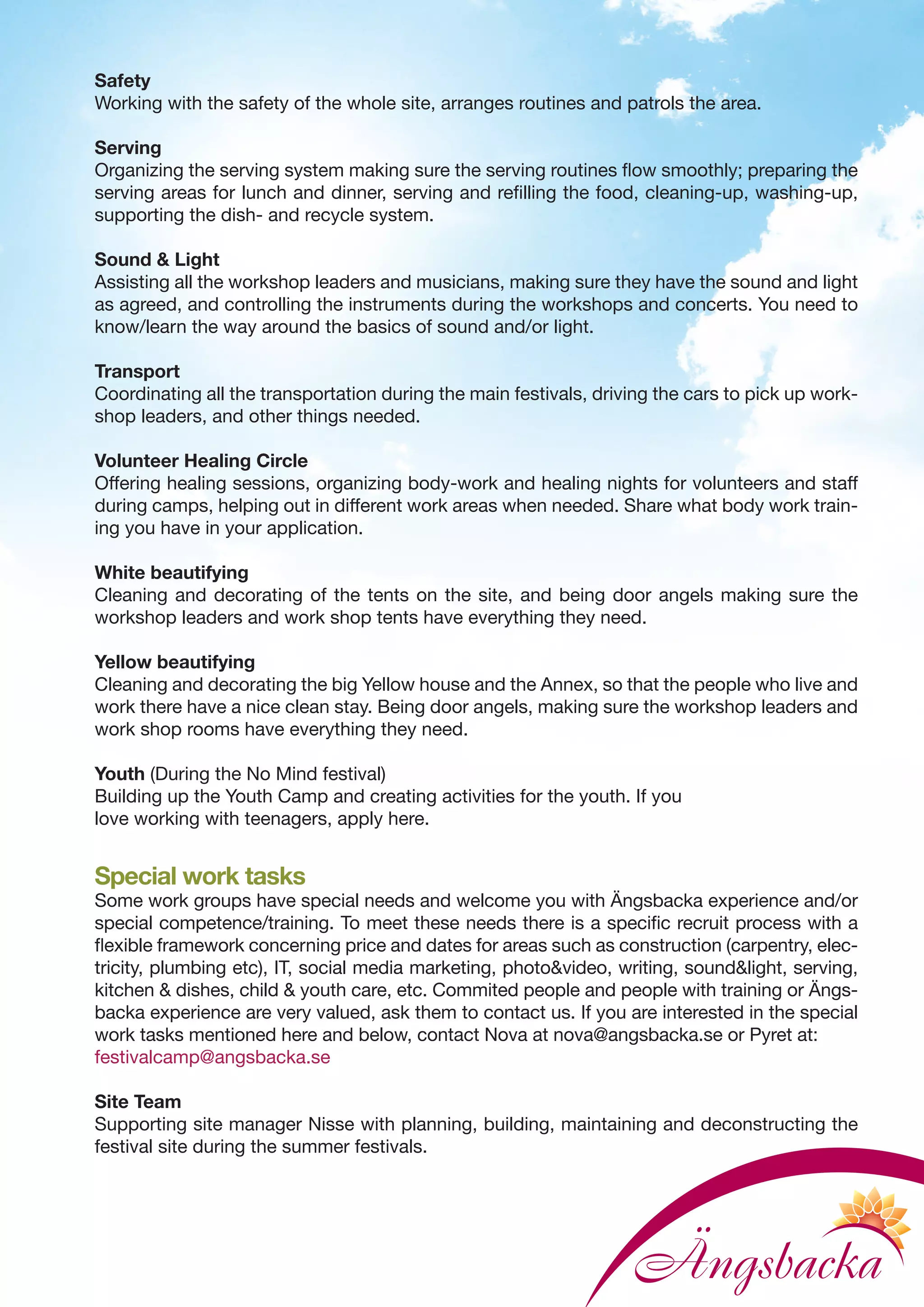 Angsbacka volunteer program 2011 | PDF