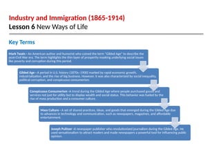 Topic 9.6: Industry and Immigration (New Ways of Life) | PPTX