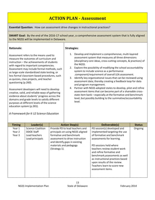 Ngss implementation plan state of delaware | PDF