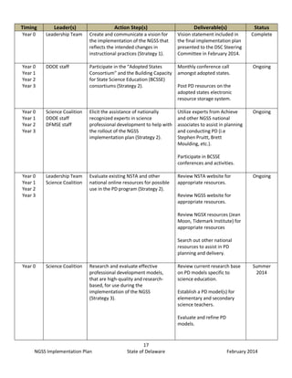 Ngss implementation plan state of delaware | PDF