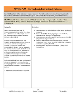 Ngss implementation plan state of delaware | PDF