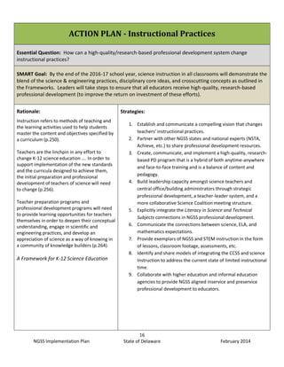 Ngss implementation plan state of delaware | PDF