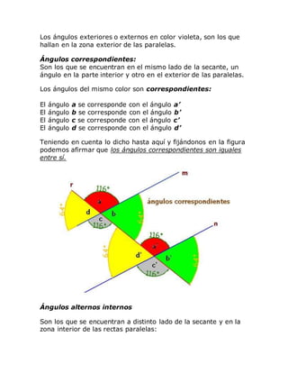 Ángulos determinados por rectas paralelas cortadas por una secante | DOCX