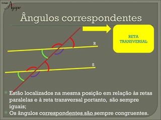 âNgulos formados por duas retas paralelas cortadas por | PPT