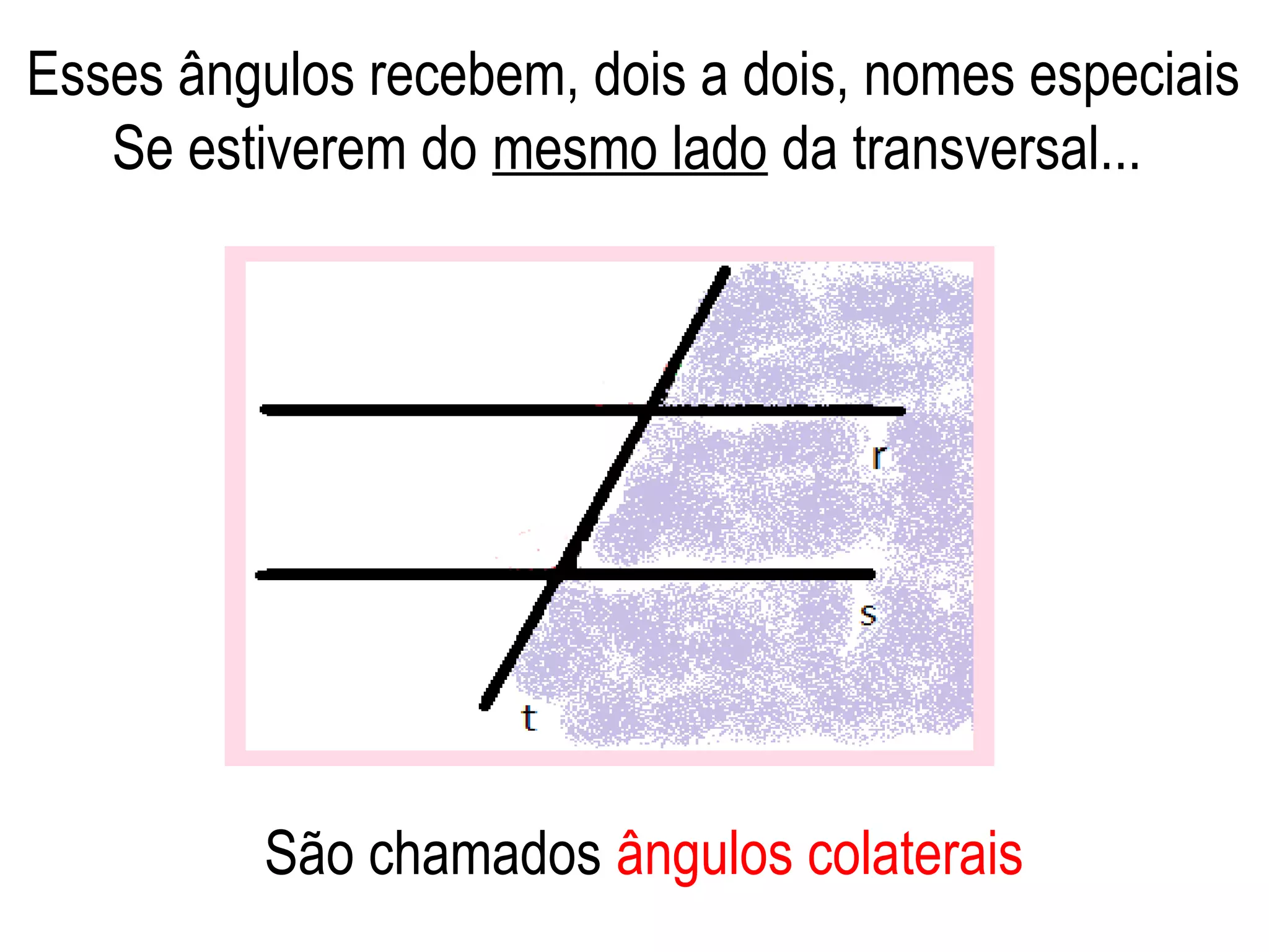 âNgulos formados por duas retas paralelas e uma transversal | PPT