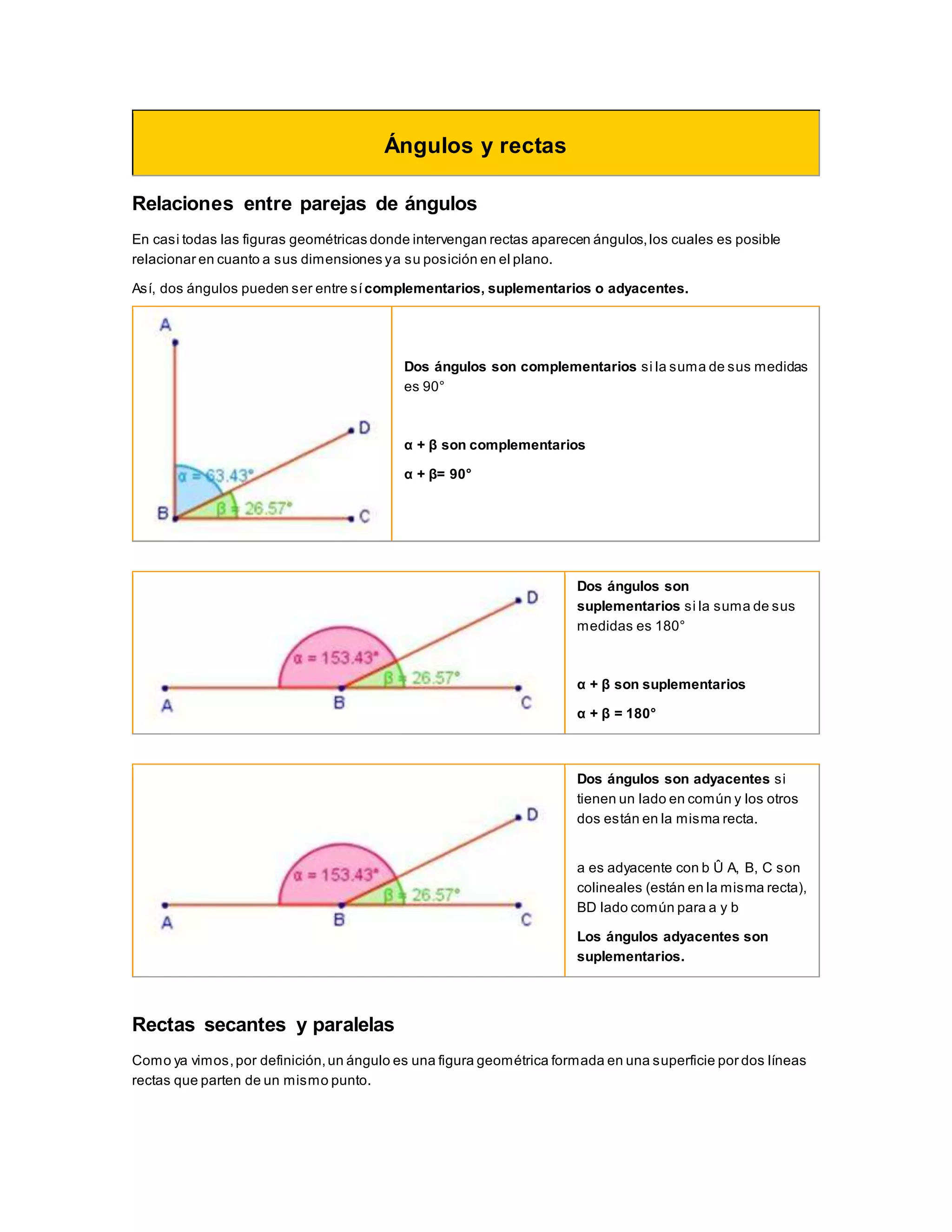 áNgulos y rectas | DOCX