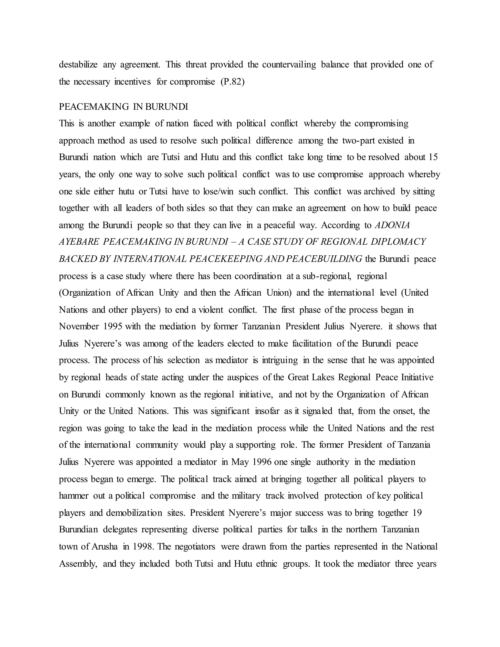 CONFLICT RESOLUTION IN AFRICA USING COMPROMISING APPROACH | DOCX