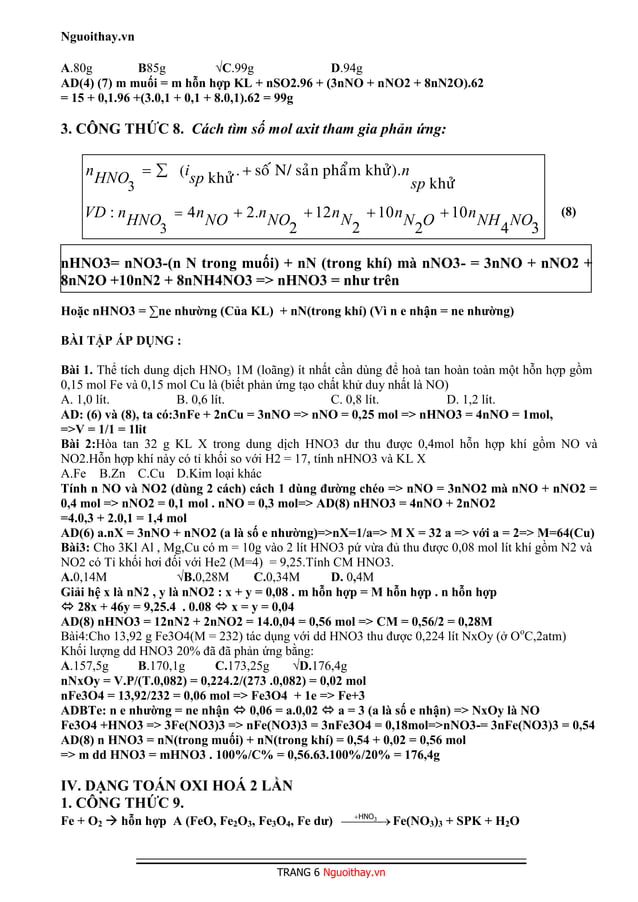 {Nguoithay.org} cac cong thuc giai nhanh hoa hoc vo co | PDF