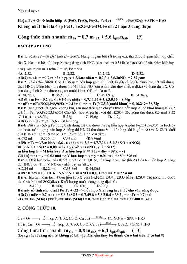 {Nguoithay.org} cac cong thuc giai nhanh hoa hoc vo co | PDF