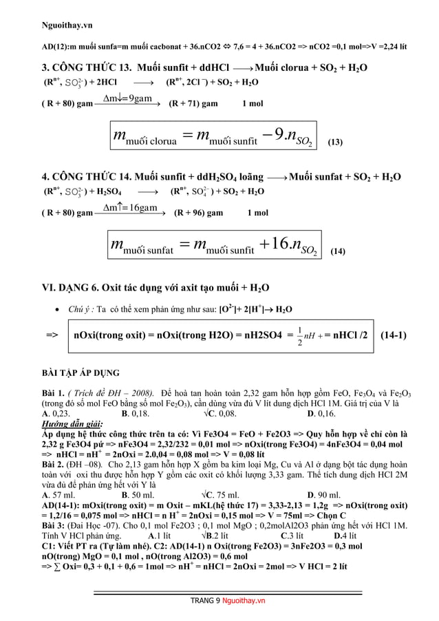 {Nguoithay.org} cac cong thuc giai nhanh hoa hoc vo co | PDF