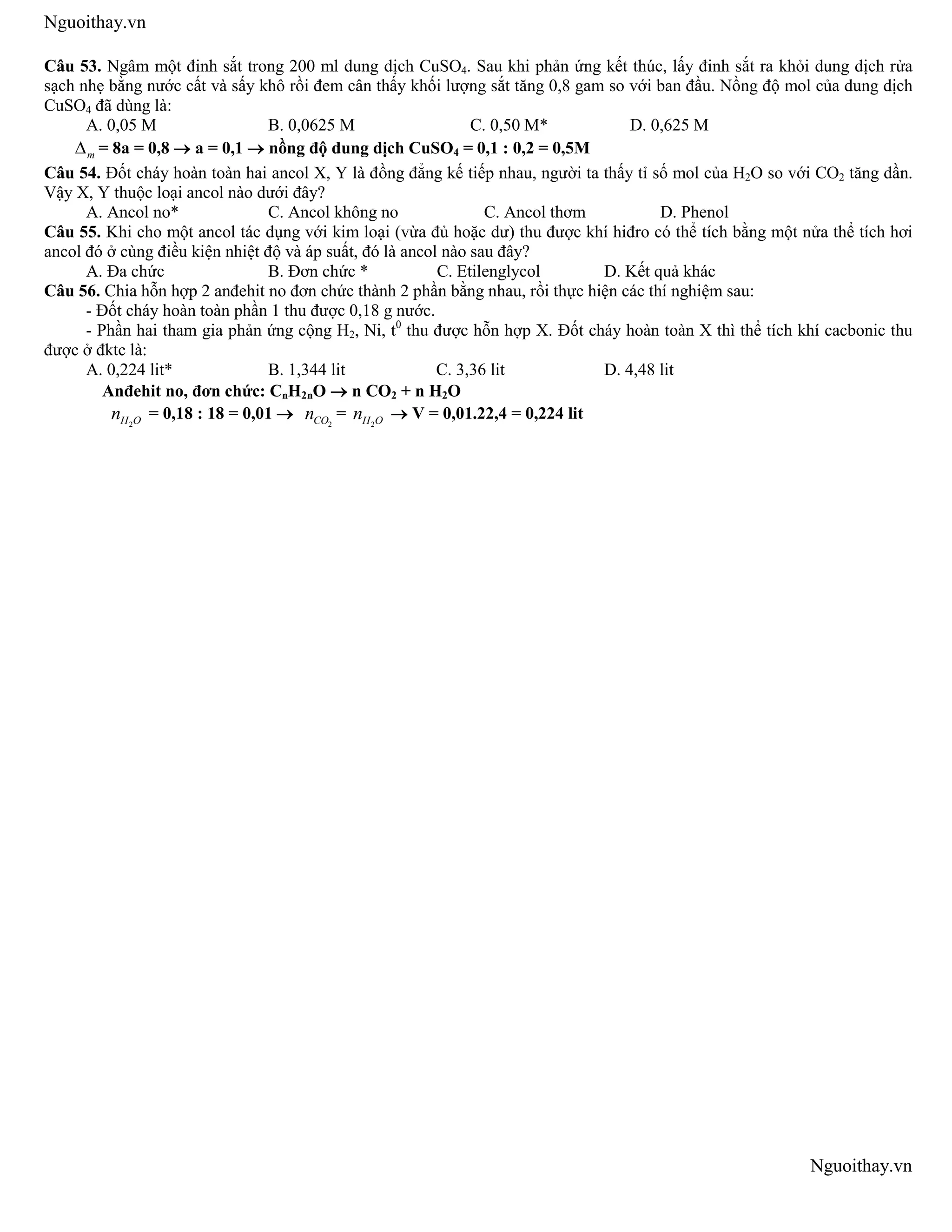 {Nguoithay.org} de thi thu mon hoa hoc so 2 giai chi tiet | PDF