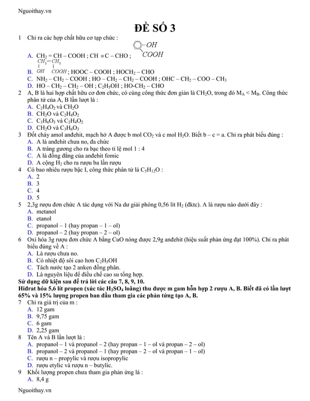 {Nguoithay.org} giai chi tiet bai tap hoa hoc huu co so 3 | PDF