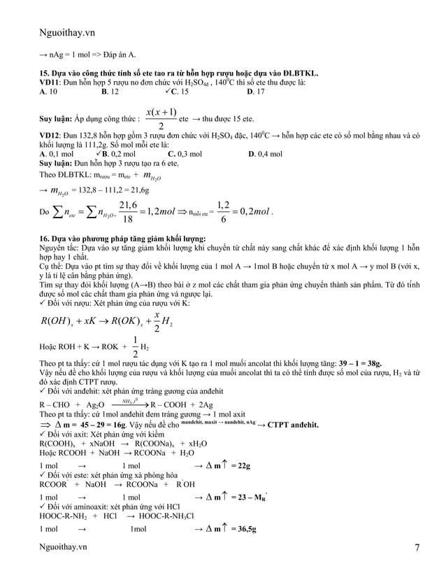 {Nguoithay.vn} cac cong thuc giai nhanh hoa hoc huu co co loi giai | PDF