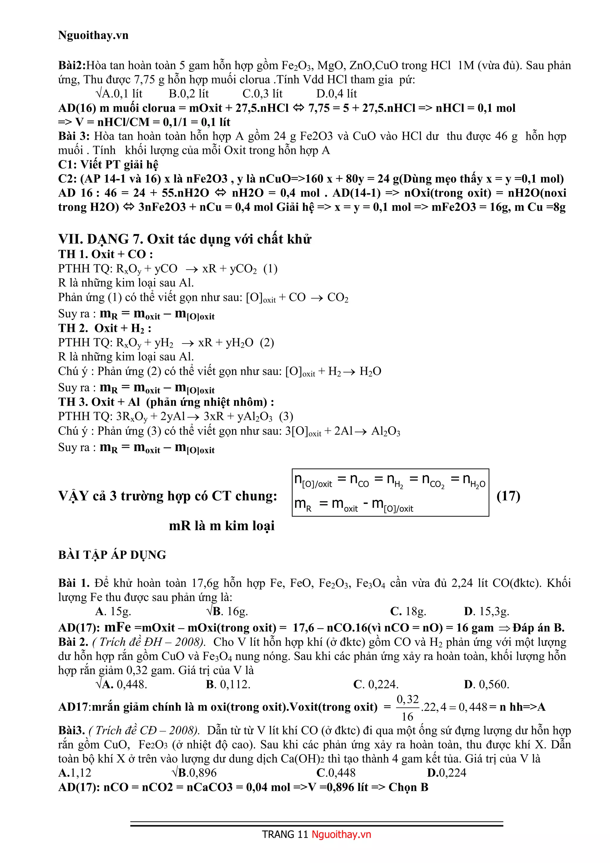 {Nguoithay.vn} cac cong thuc giai nhanh hoa hoc vo co | PDF