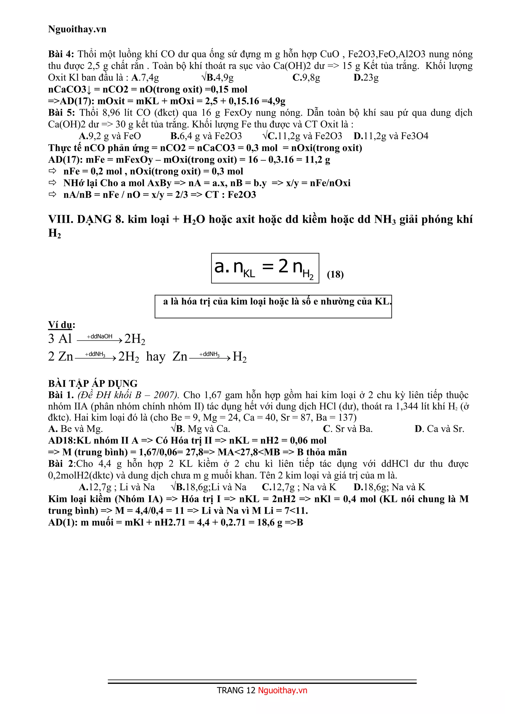 {Nguoithay.vn} cac cong thuc giai nhanh hoa hoc vo co | PDF