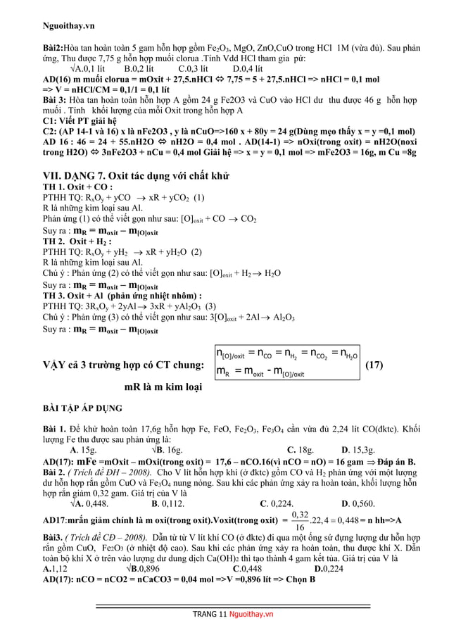 {Nguoithay.vn} cac cong thuc giai nhanh hoa hoc vo co | PDF