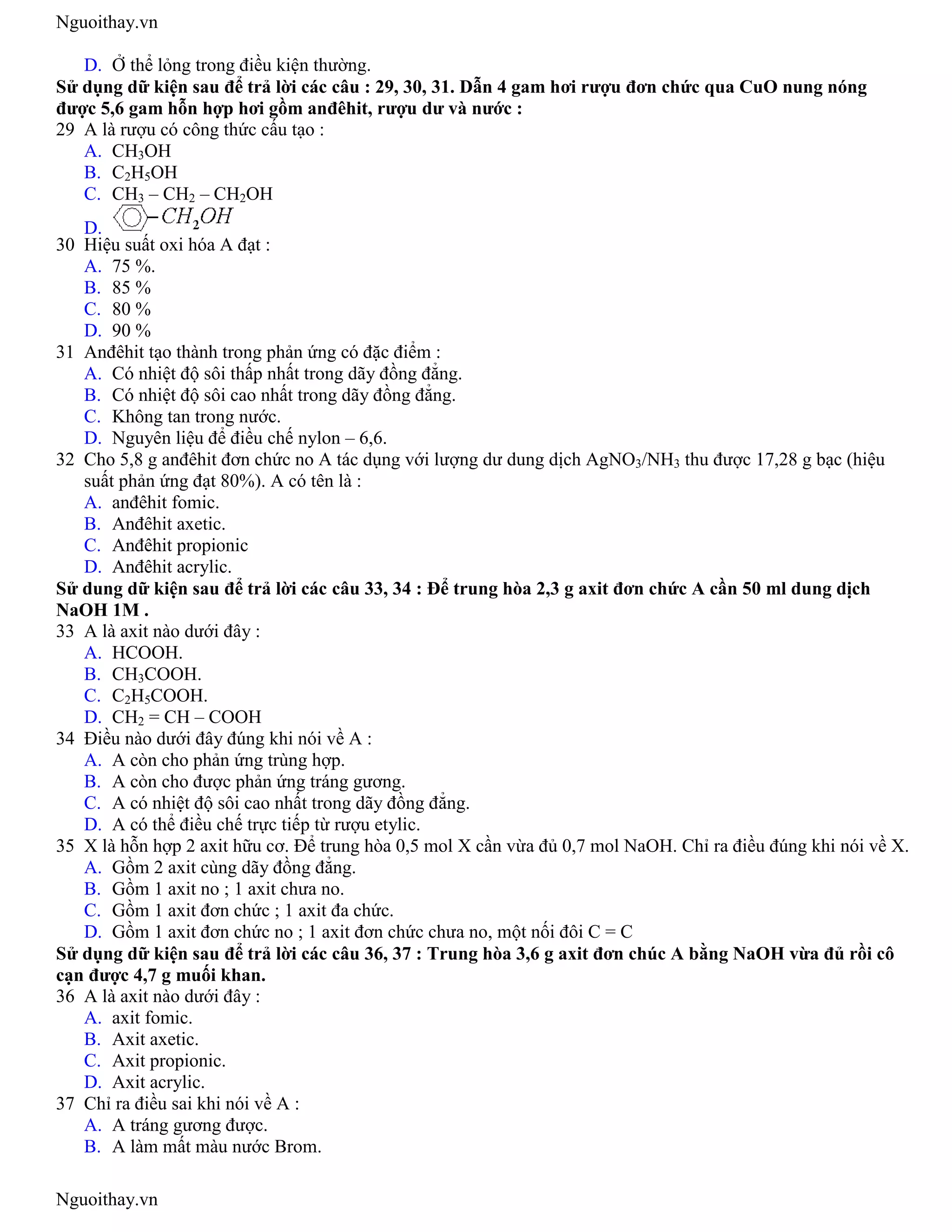 {Nguoithay.vn} giai chi tiet bai tap hoa hoc huu co so 1 | PDF