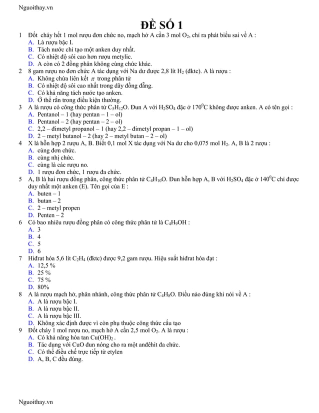 {Nguoithay.vn} giai chi tiet bai tap hoa hoc huu co so 1 | PDF