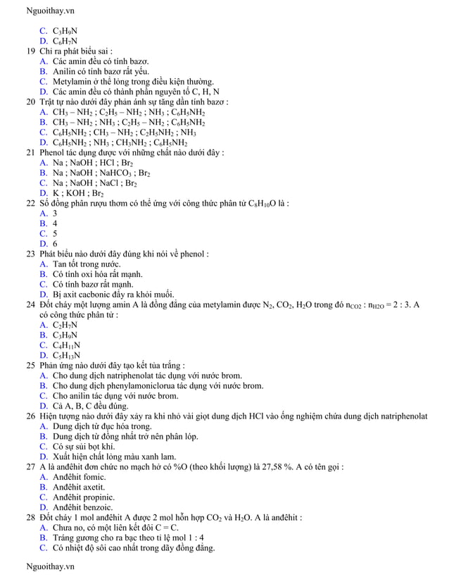 {Nguoithay.vn} giai chi tiet bai tap hoa hoc huu co so 1 | PDF