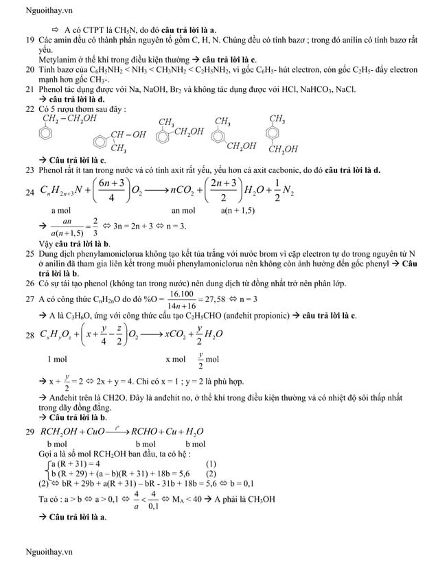 {Nguoithay.vn} giai chi tiet bai tap hoa hoc huu co so 1 | PDF