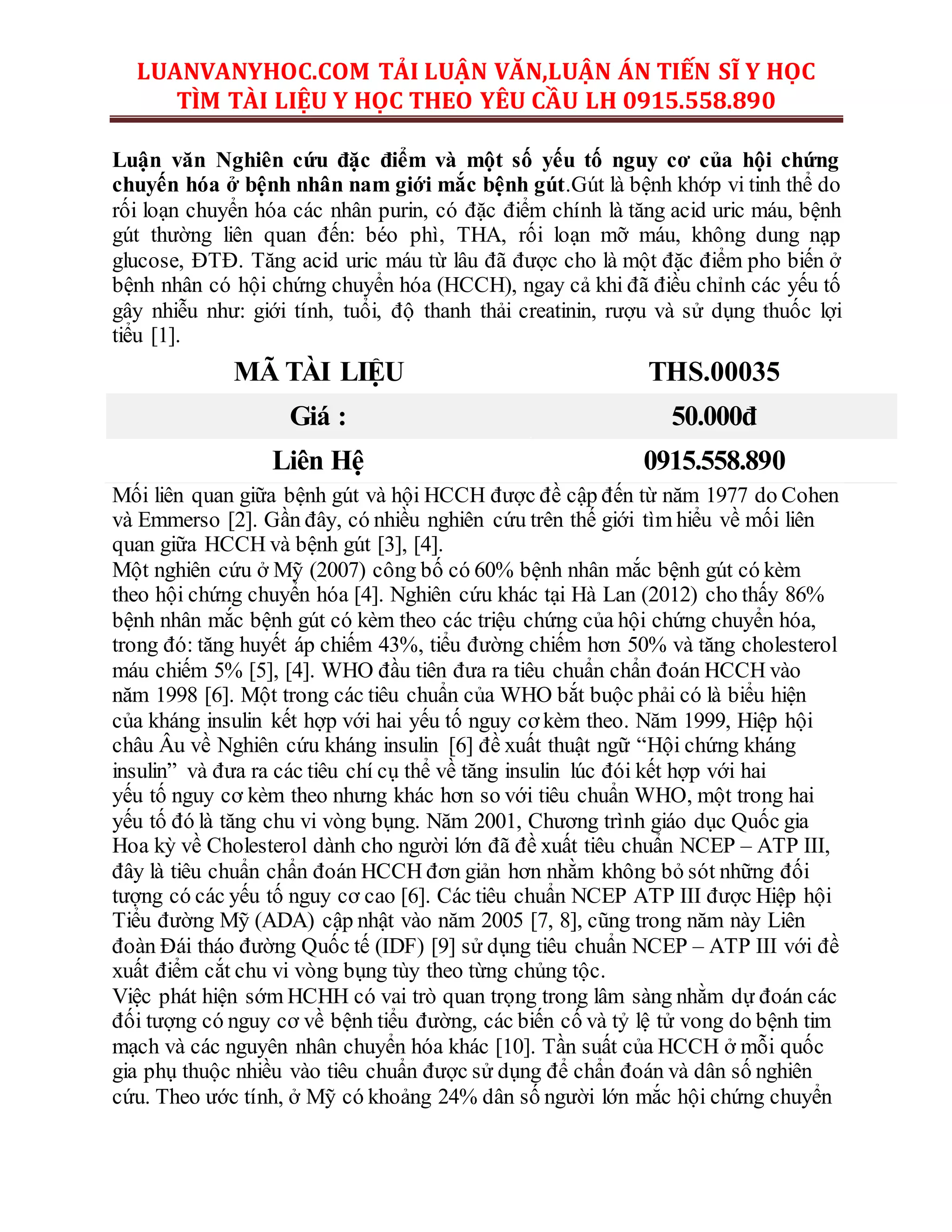 Nguy co cua hoi chung chuyen hoa o benh nhan nam gioi mac benh gut | DOCX