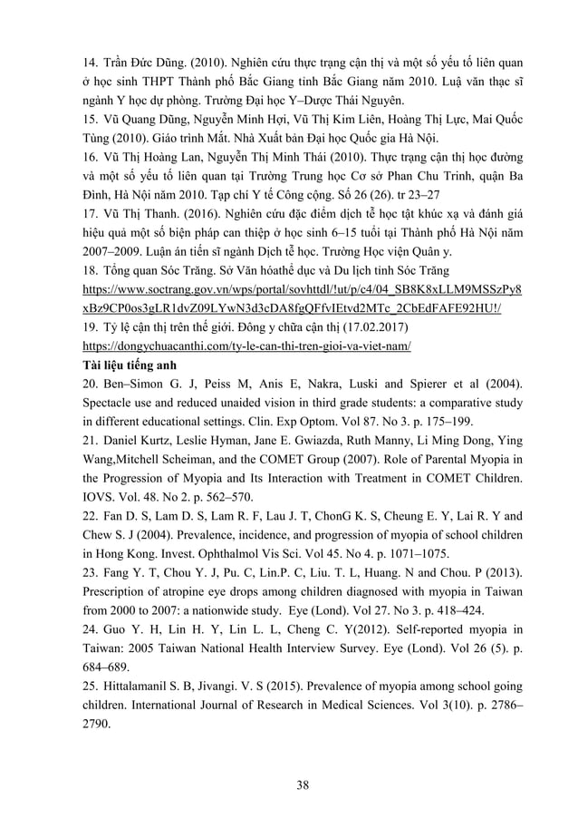 Đề tài: Khảo sát kiến thức về bệnh cận thị của học sinh khối 12 | PDF