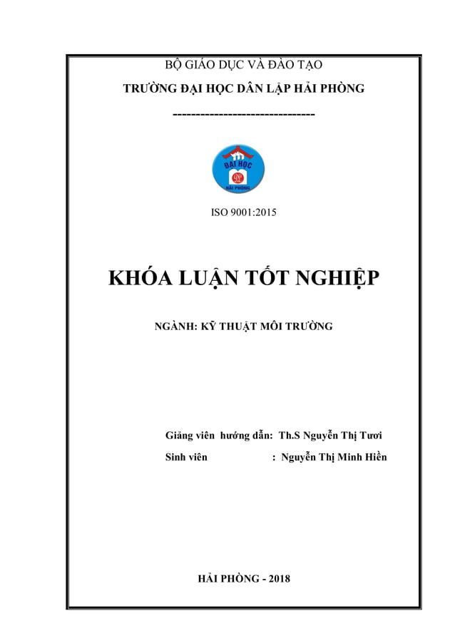 Đề tài: Khảo sát hiện trạng xử lý nước thải tại KCN Đình Vũ, HAY | PDF