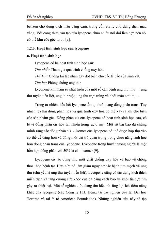 Đề tài: Nghiên cứu trích ly bột lycopene từ gấc, HAY, 9đ | PDF