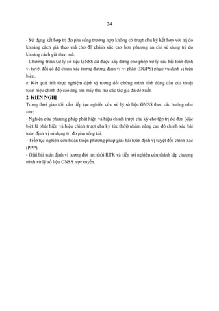 Luận án: Thuật toán và xây dựng chương trình xử lý số liệu GNSS | PDF