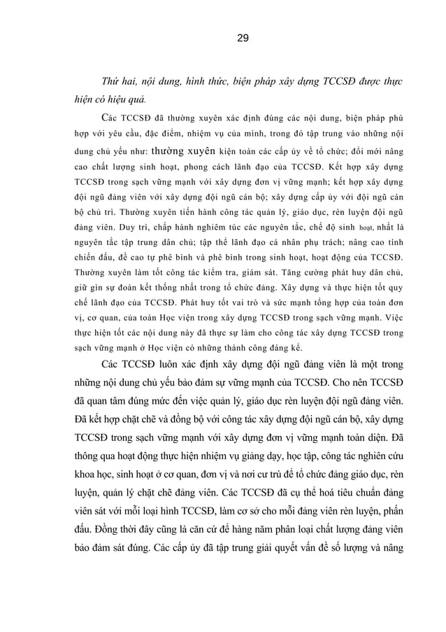 Luận văn HAY, HOT: Xây dựng tổ chức cơ sở đảng trong sạch vững mạnh ở đảng bộ | PDF