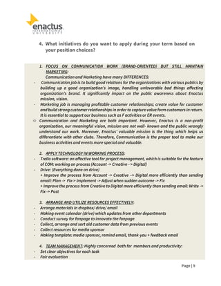 Application Form - Vice President of Enactus IU/ Head of Communication Department | PDF