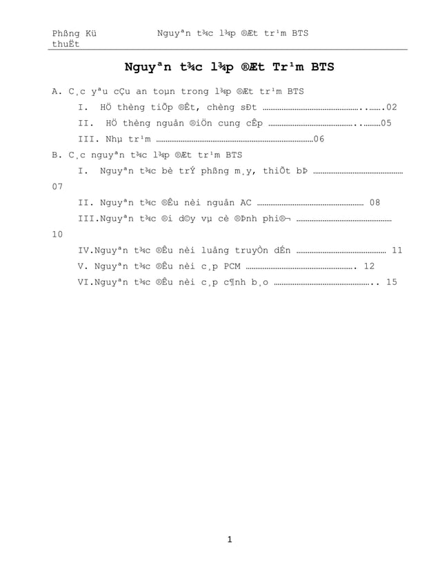 Nguyen tac lap dat tram bts | PDF