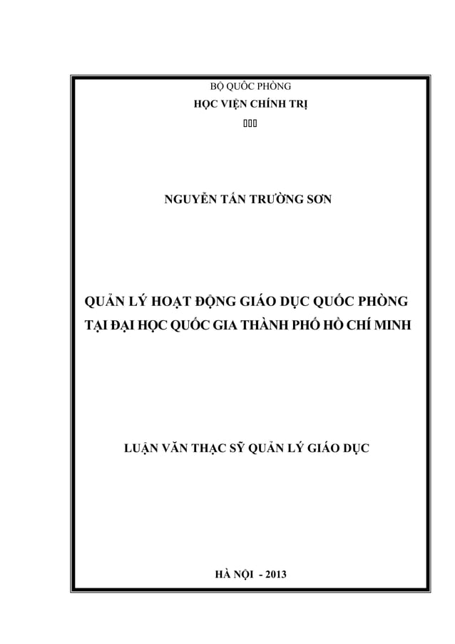 Luận văn HAY, HOT: Quản lý hoạt động giáo dục quốc phòng tại đại học quốc gia | PDF