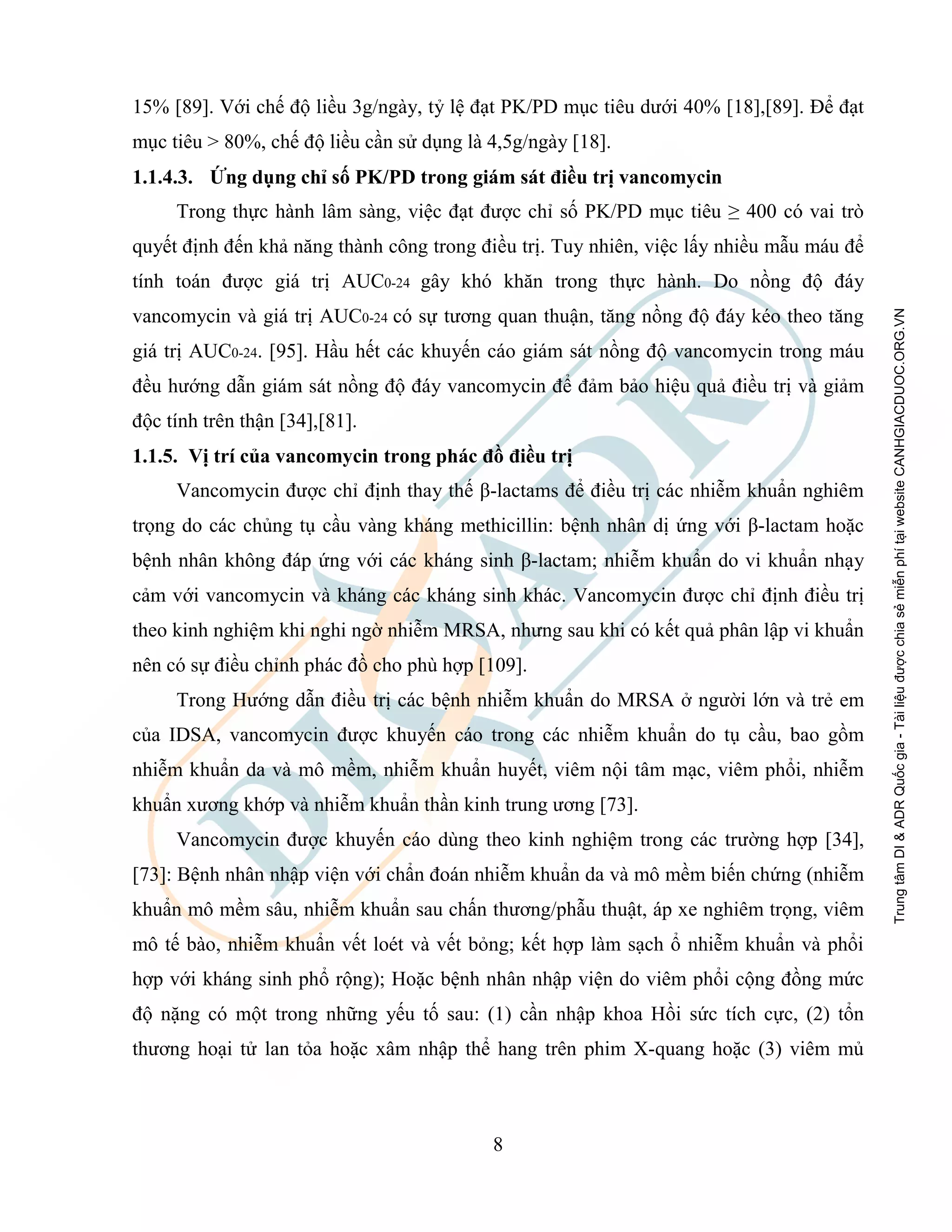 Luận văn: Thực trạng sử dụng vancomycin ở bệnh viện Thanh Nhàn | PDF