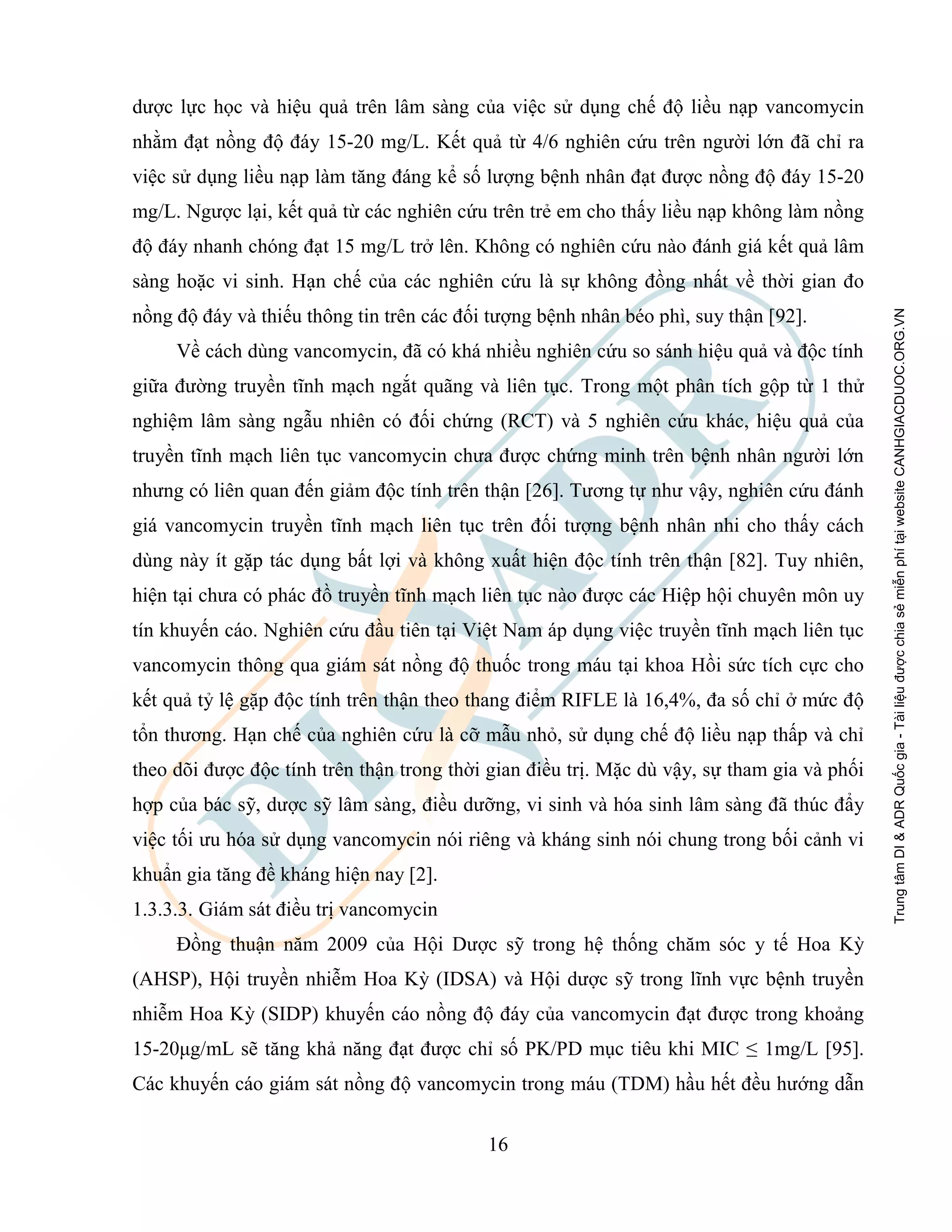 Luận văn: Thực trạng sử dụng vancomycin ở bệnh viện Thanh Nhàn | PDF